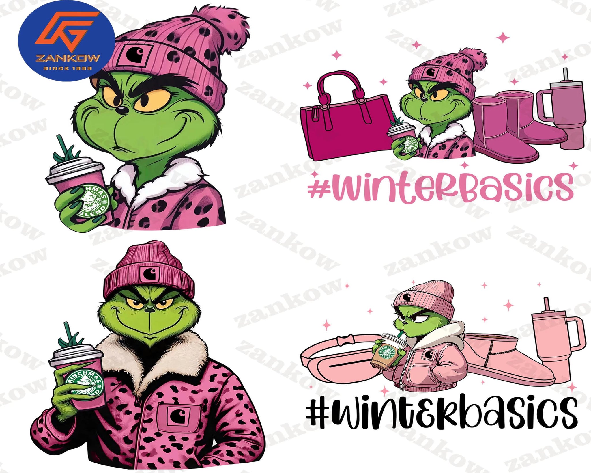 10 Pink Boujee Cartoon Leopard Png Bundle, Winter Basics Png, for Cric ...