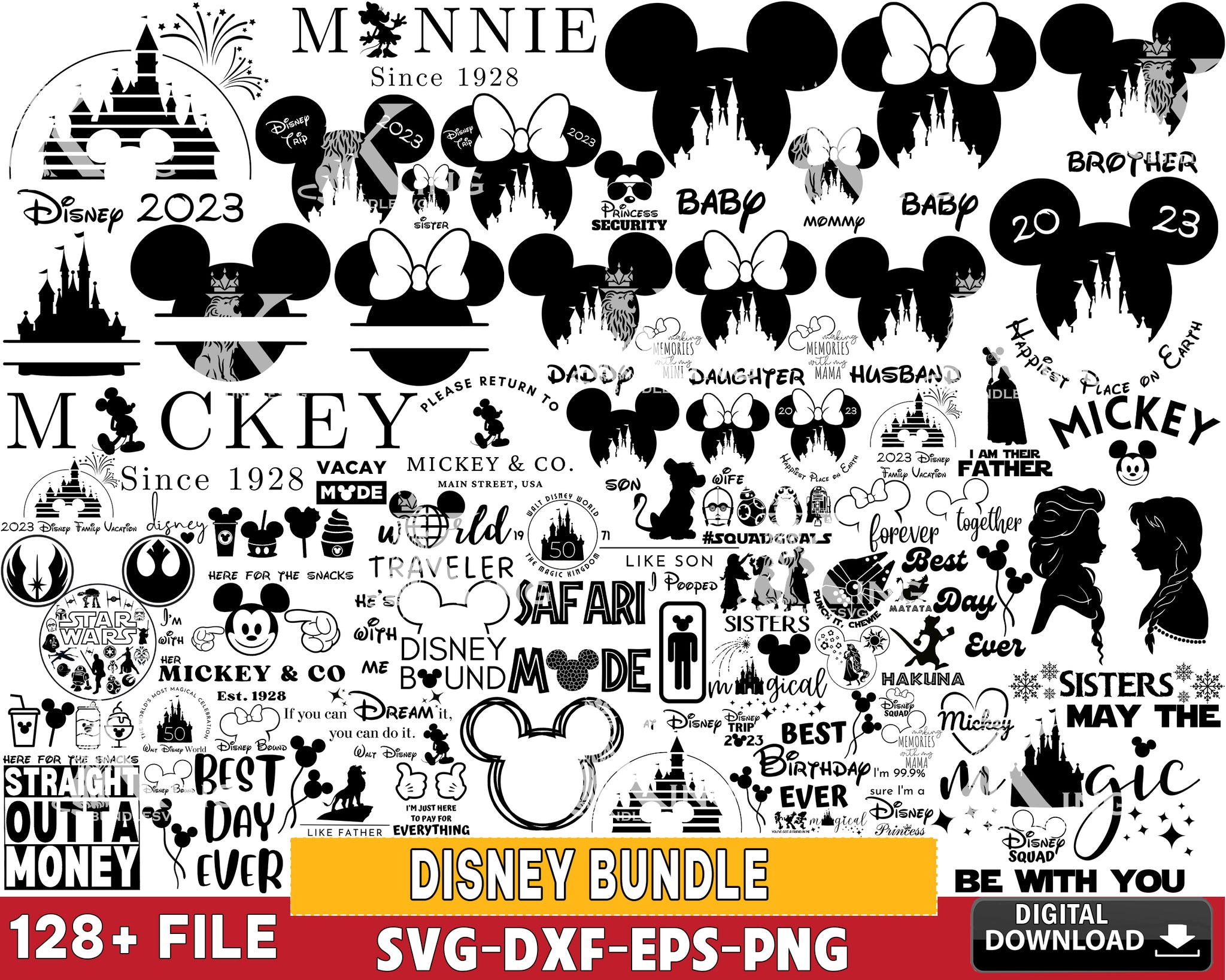 Disney Bundle svg, 128+ file Disney bundle svg eps png dxf , for Cricu ...