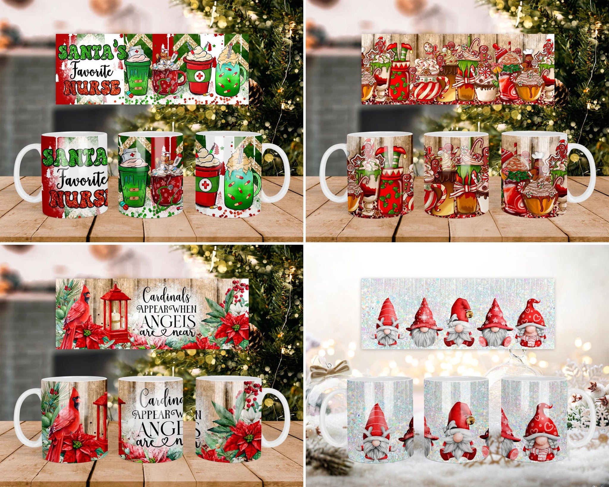 Christmas Mug Wrap Bundle, 11oz Mug Press bundle SVG EPS DXF PNG, for ...