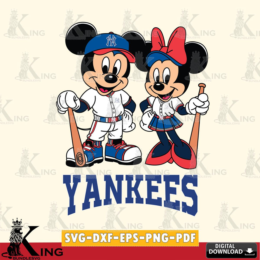 New York Yankees Mickey Minnie Mouse player – kingbundlesvg