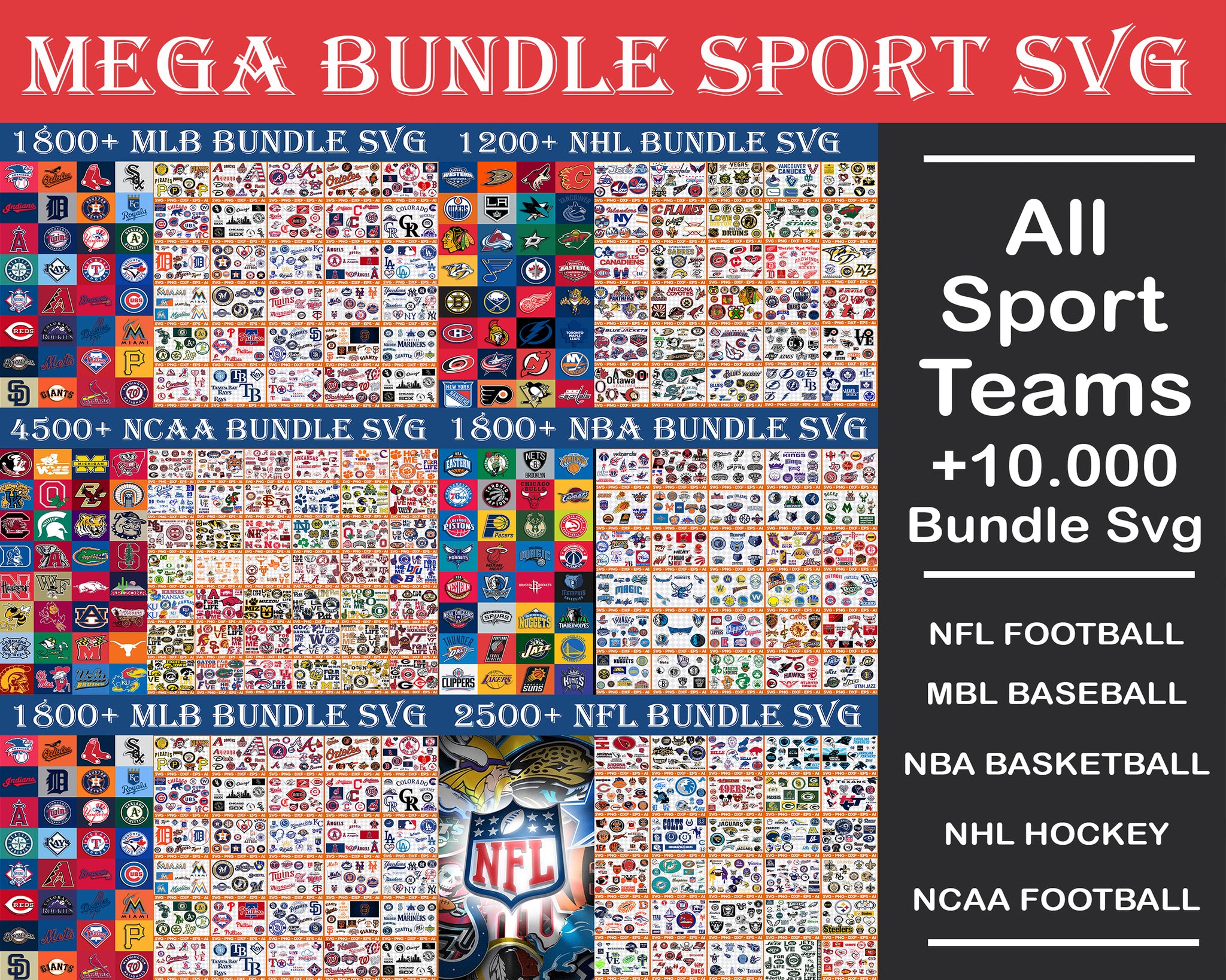 all sport nfl,nhl,mlb,nba,ncaa Bundle svg,10000+ files all sport nfl,n ...