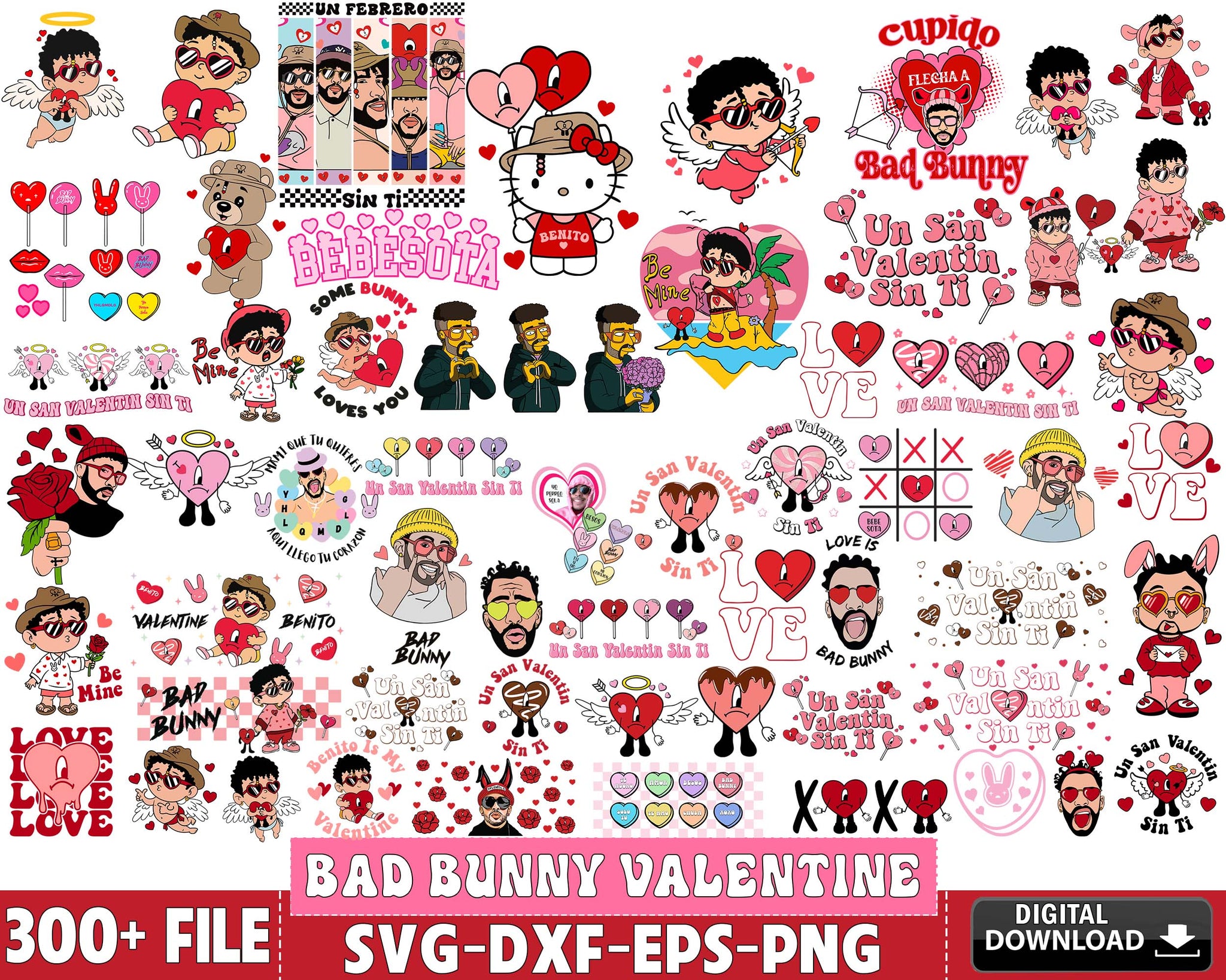Bad Bunny Valentine SVG bundle , 300+ file Bad Bunny Valentine SVG bun ...