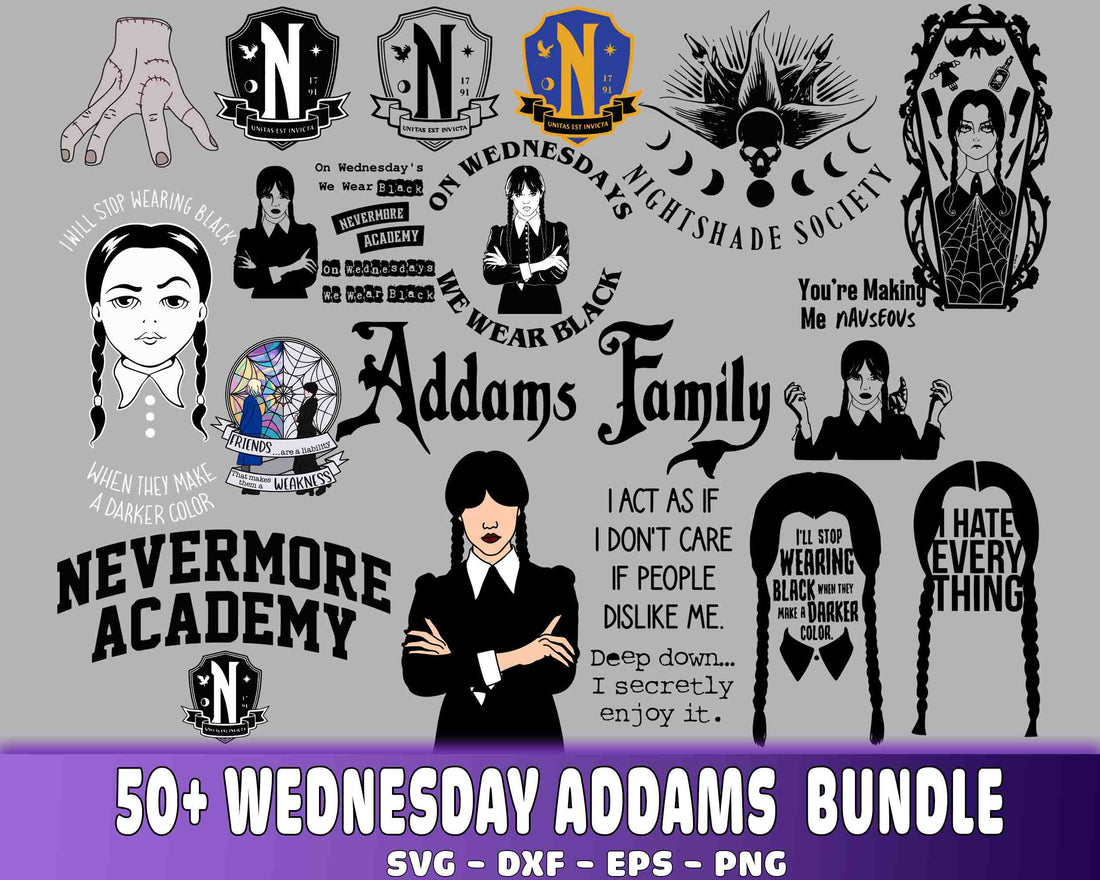 50+ file Wednesday Addams bundle svg , Wednesday Addams SVG DXF EPS PN ...
