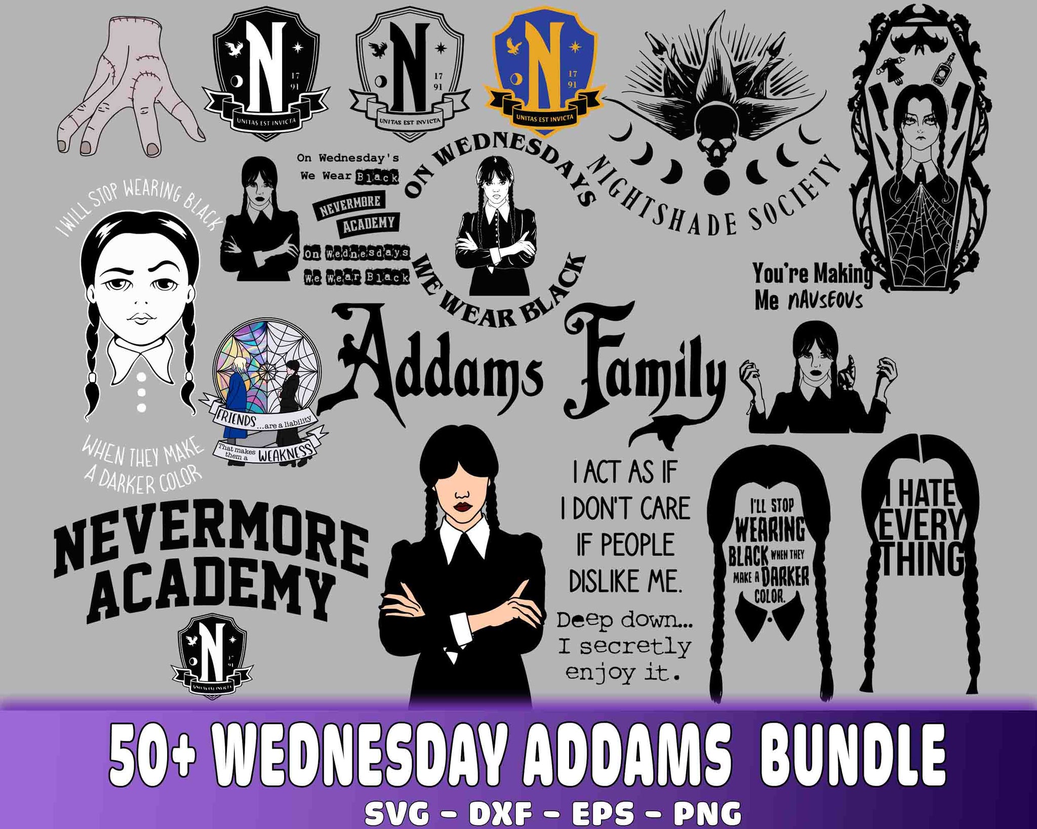 50+ file Wednesday Addams bundle svg , Wednesday Addams SVG DXF EPS PN ...