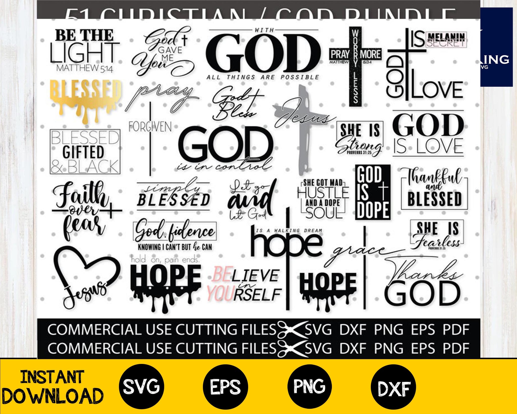 51 Christian & God Bundle SVG Designs, Jesus Svg, Religious Svg, Faith ...
