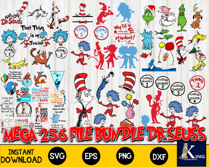 Dr Seuss Bundle svg,256+ files Dr Seuss file,Mega bundle Dr Seuss for ...