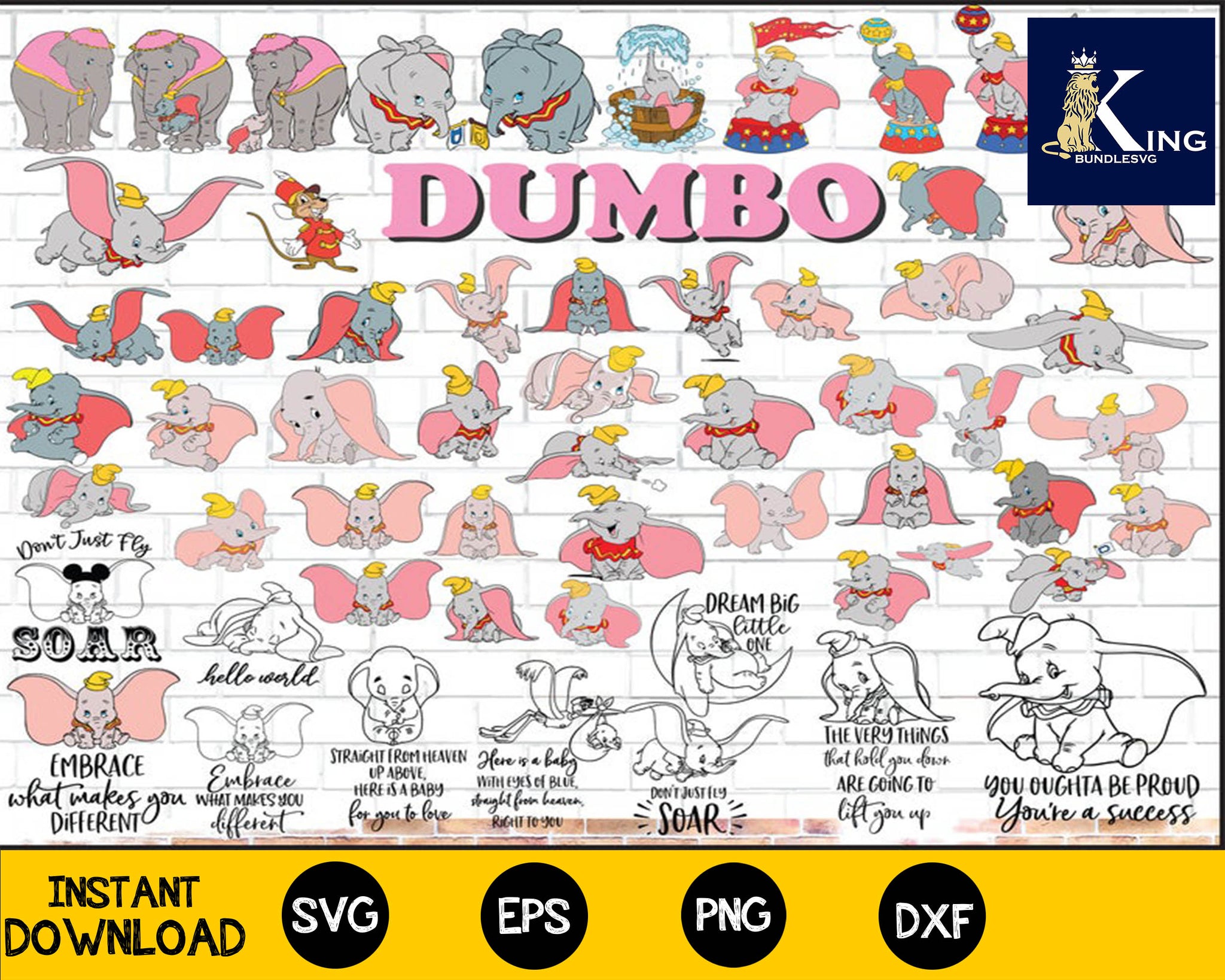 Dumbo svg, 180 Files, BUNDLE svg, Bundle Dumbo Elephant SVG for Cricut ...