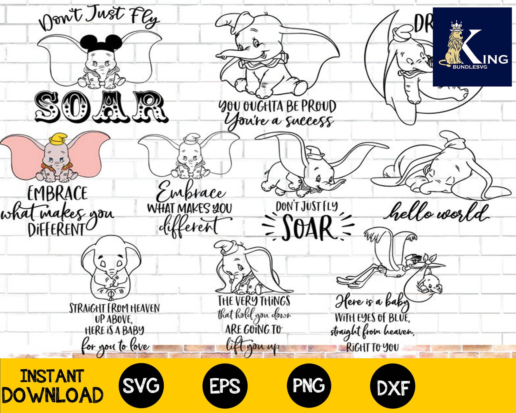 Dumbo svg, 180 Files, BUNDLE svg, Bundle Dumbo Elephant SVG for Cricut ...